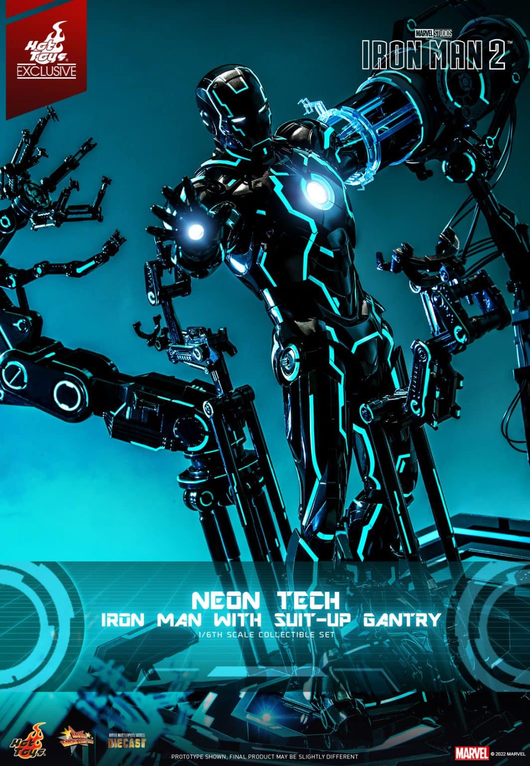 Hot Toys Neon Tech Iron Man Suit-Up Gantry Sixth Scale Figure - Comic ...