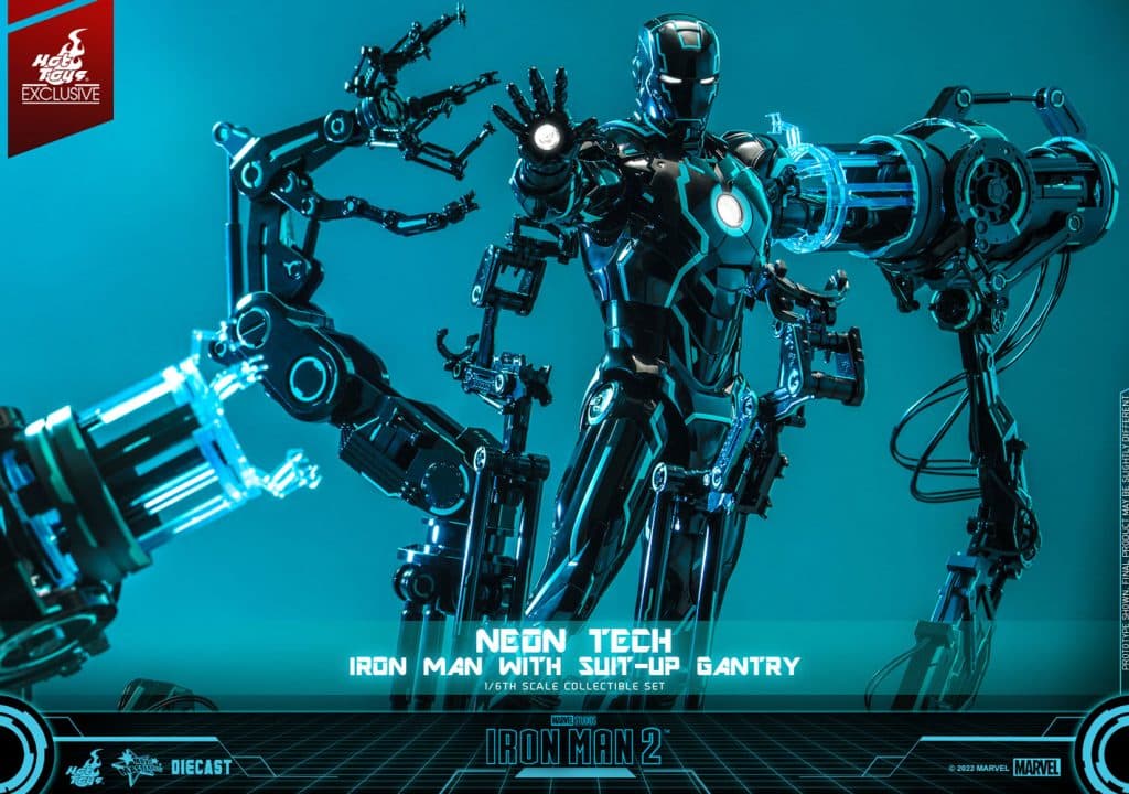 Hot Toys Neon Tech Iron Man Suit-Up Gantry Sixth Scale Figure - Comic ...