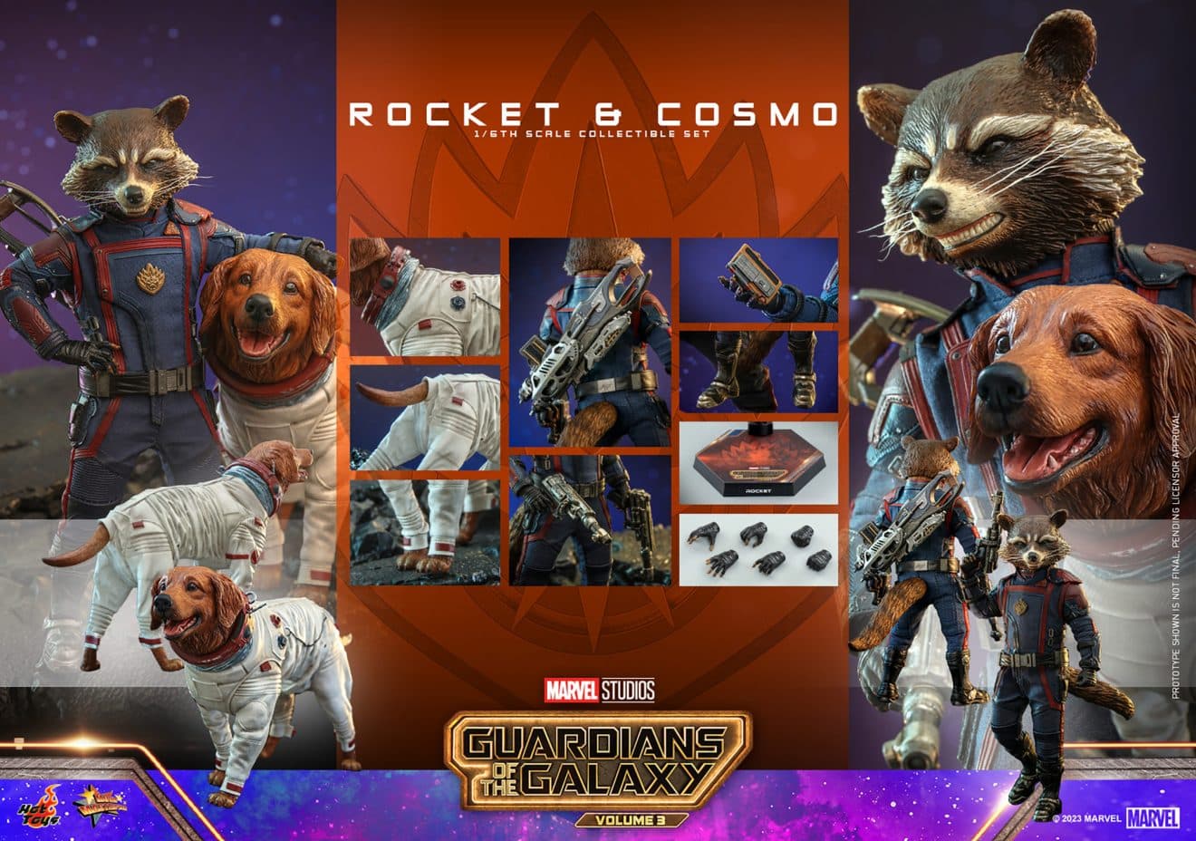Hot Toys Rocket and Cosmo Figure Set Marvel Guardians Of The Galaxy Vol ...