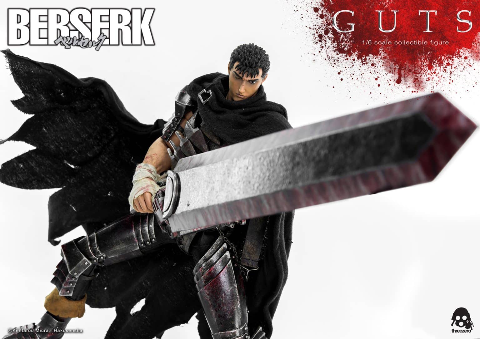 ThreeZero Guts The Black Swordsman Figure BERSERK Sixth Scale ...