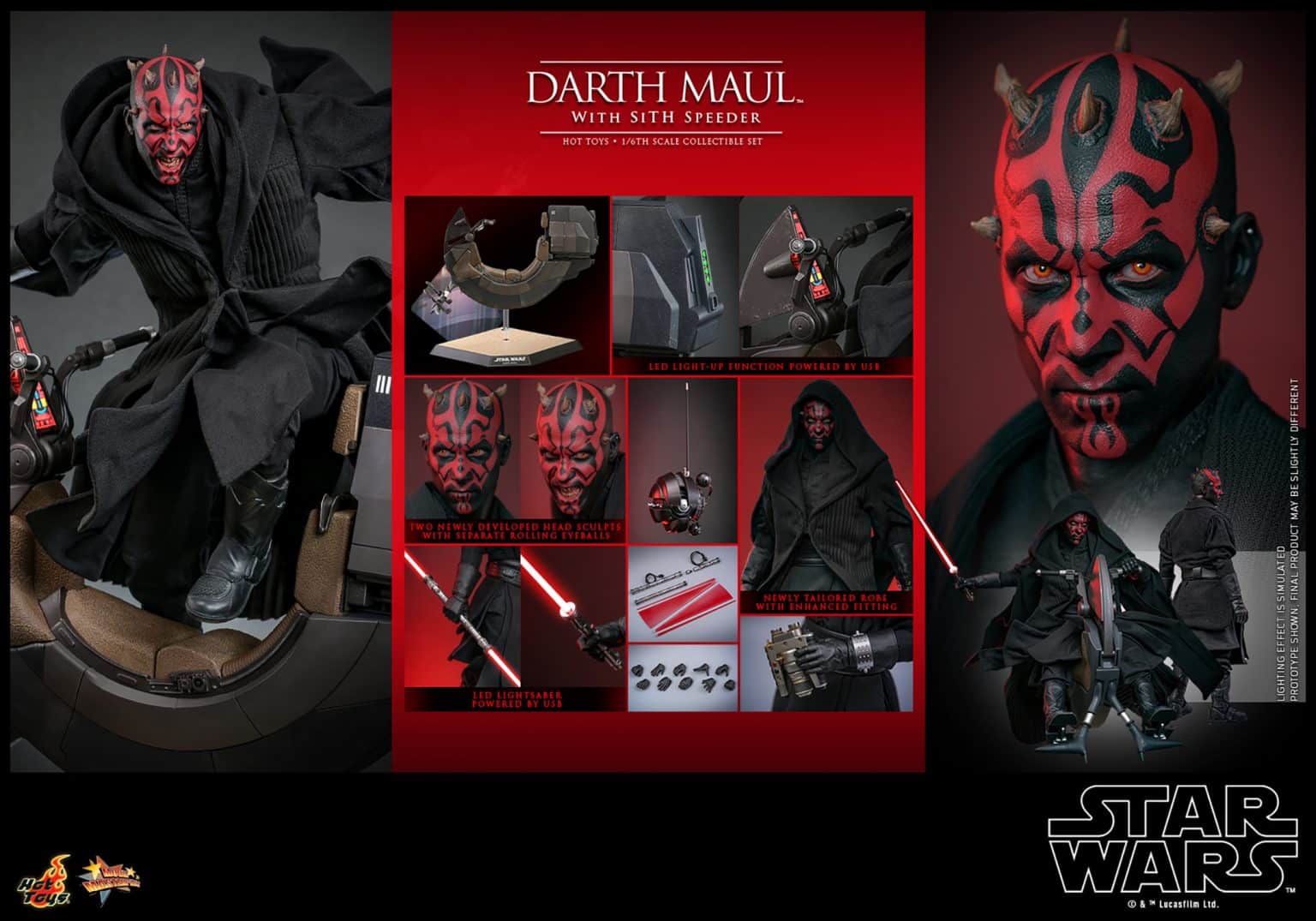 Hot Toys Darth Maul With Sith Speeder Sixth Scale Figure Limited Star ...
