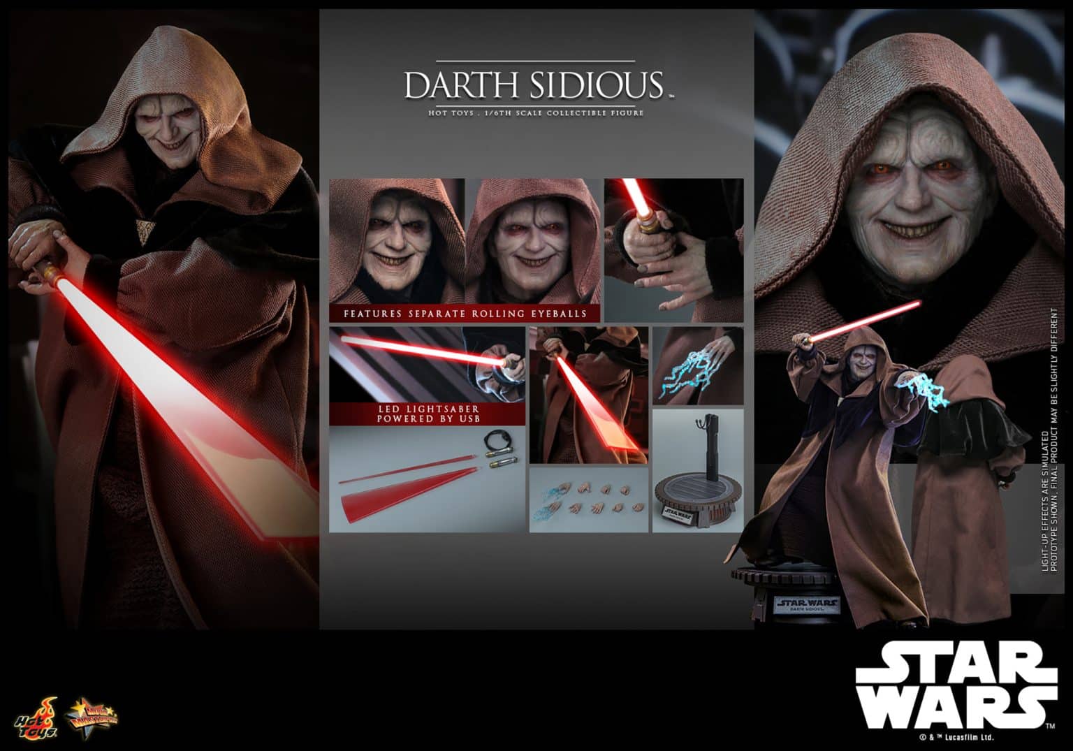 Hot Toys Darth Sidious Sixth Scale Figure Star Wars Limited Collectible ...
