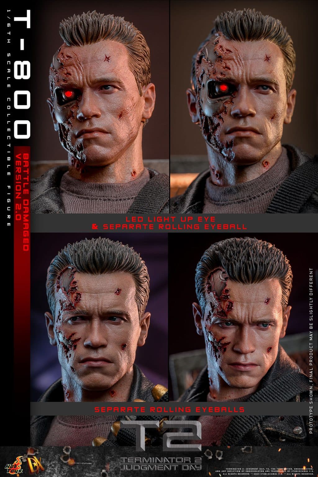 Hot Toys T-800 Sixth Scale Figure Battle Damaged 2.0 Version Limited ...