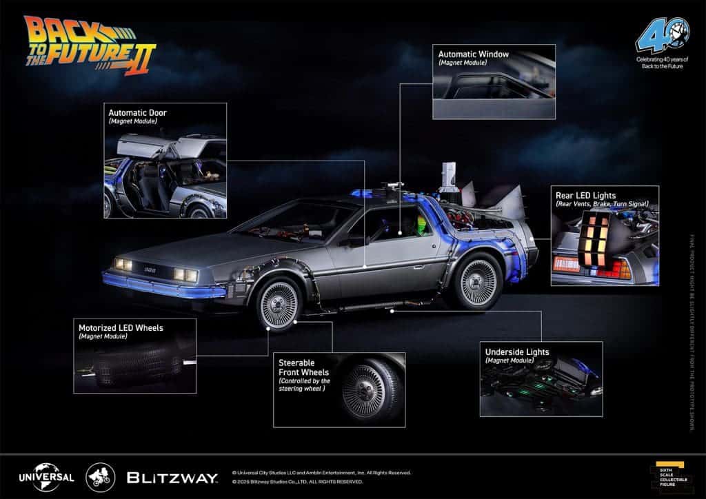Back To The Future 2 Time Machine Sixth Scale Vehicle 1:6 DeLorean ...
