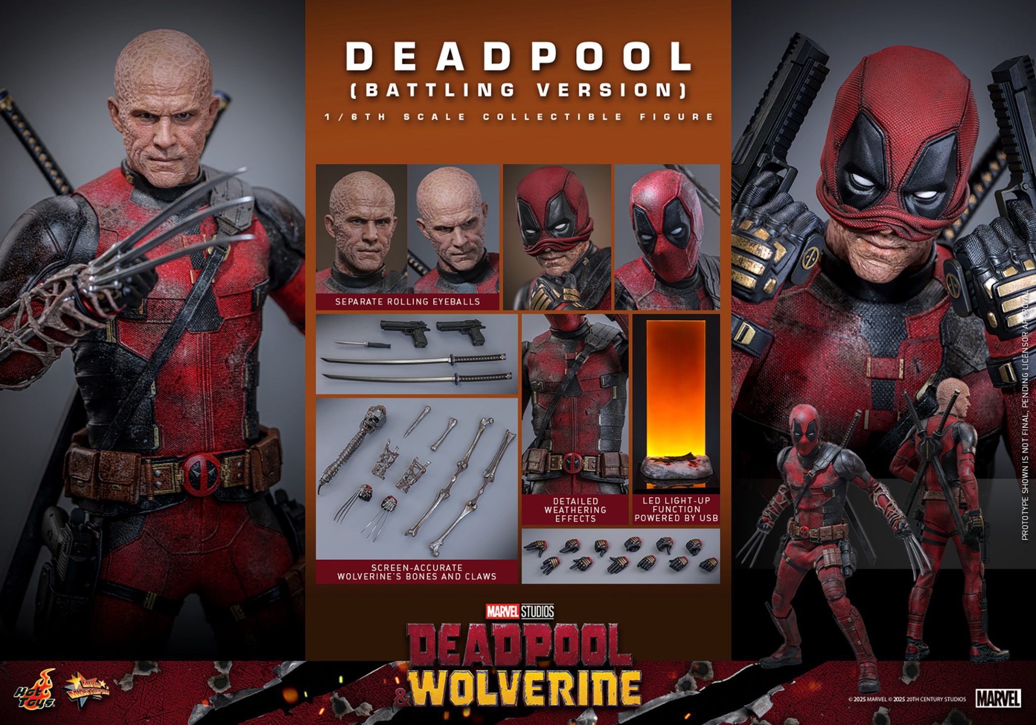 Deadpool Battling Version Sixth Scale Figure Marvel Limited Collectible ...