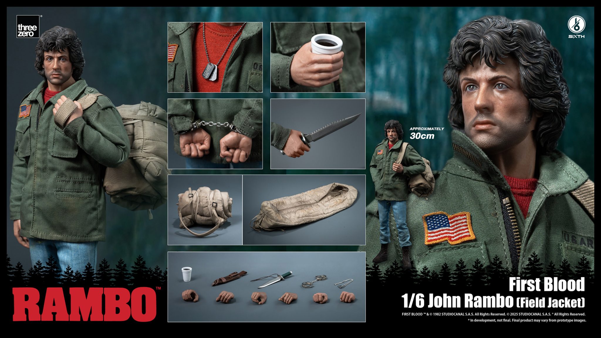 John Rambo Sixth Scale Figure Field Jacket Variant First Blood Limited ...