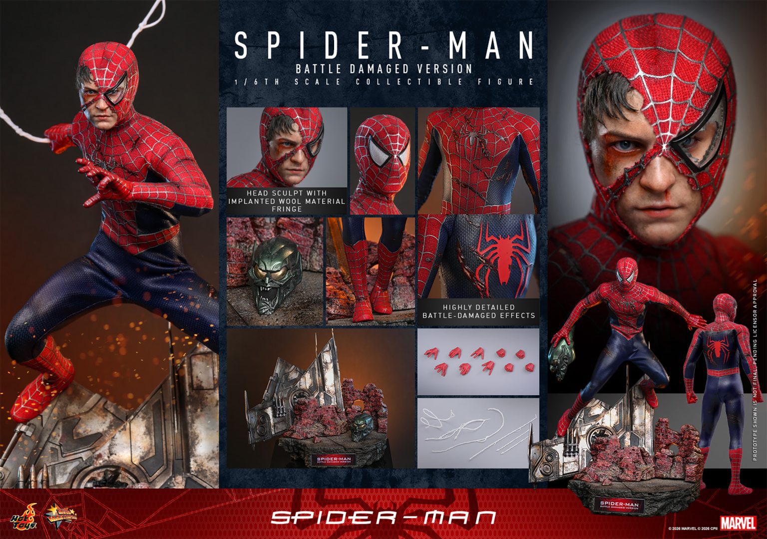 Spider-Man Battle Damaged Sixth Scale Figure Tobey Maguire Variant ...